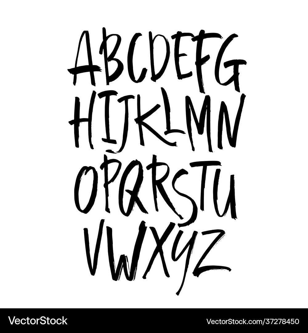 Acrylic brush style hand drawn alphabet Royalty Free Vector