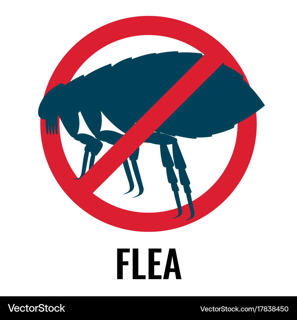 Anti-flea emblem red and blue colours Royalty Free Vector
