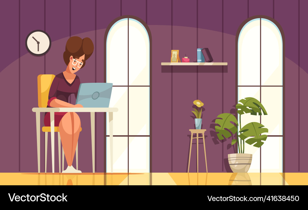 Daily routine background with working woman Vector Image