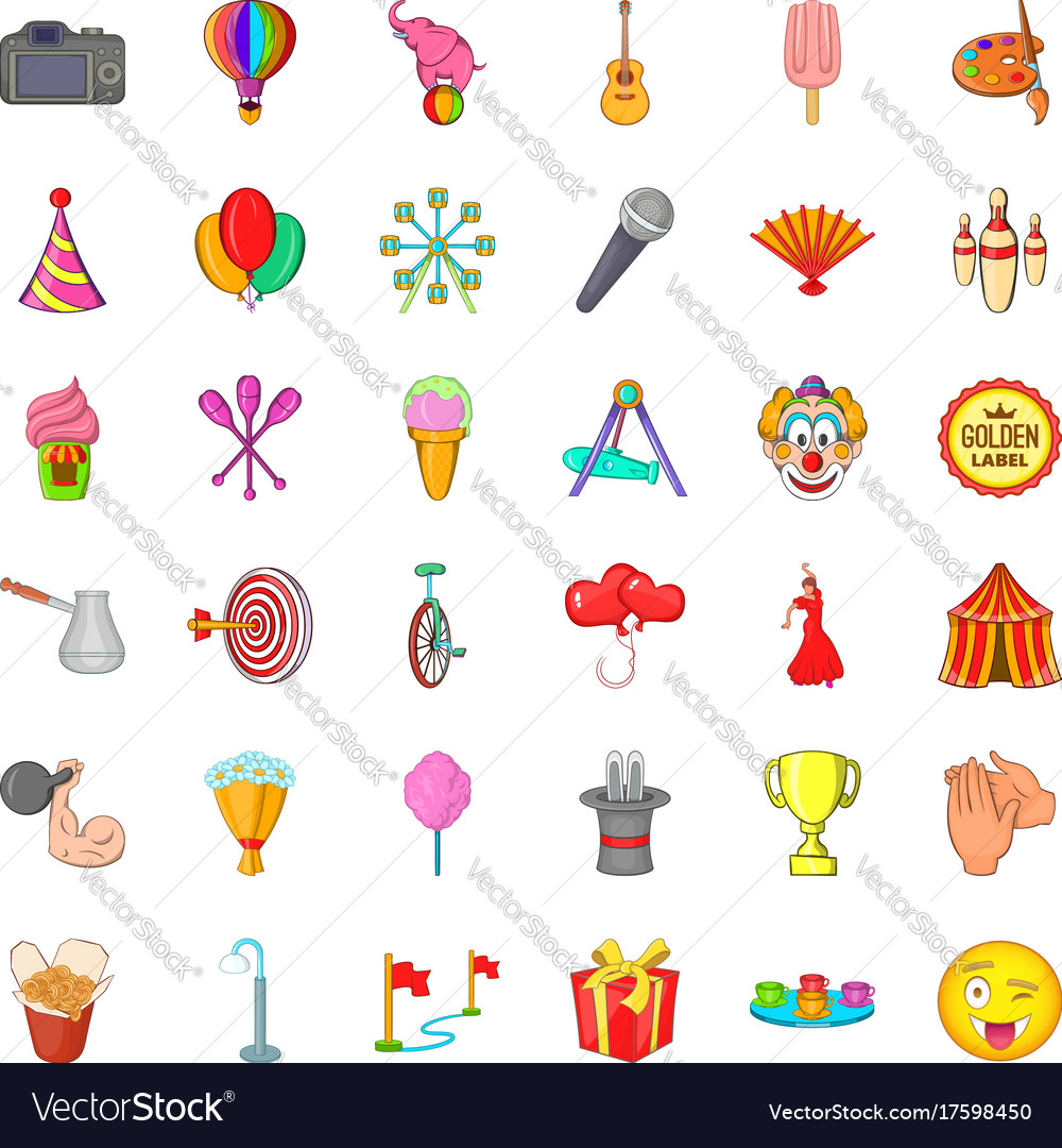 Funny icons set cartoon style Royalty Free Vector Image