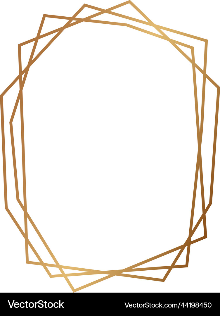 Golden polygonal line frame decorative shine Vector Image