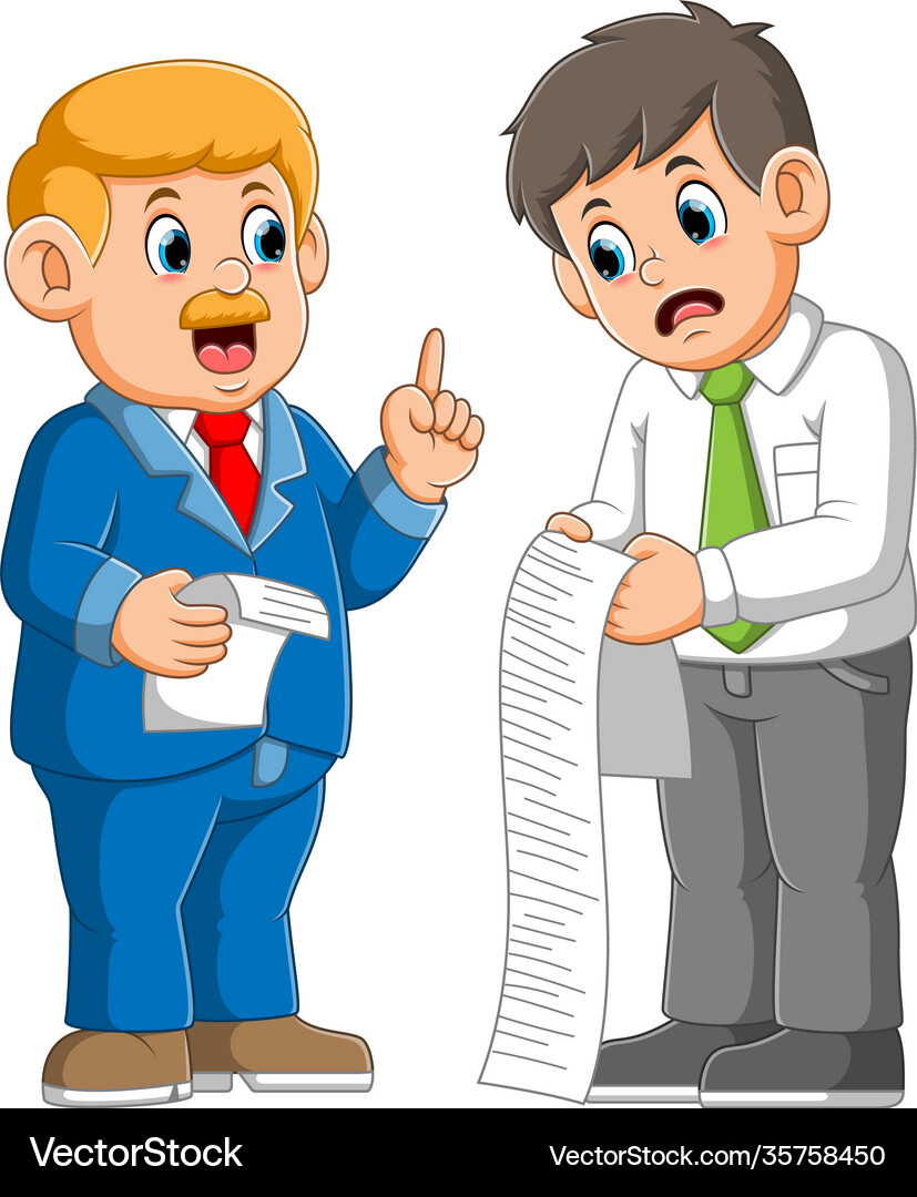 Man is teaching how to work new employee Vector Image