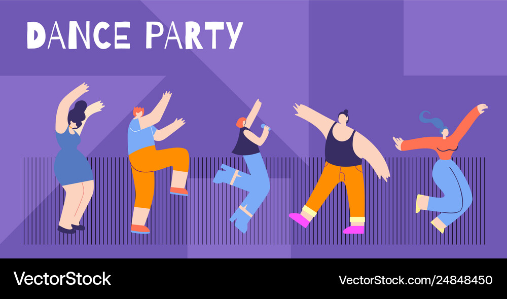 Motivation flat card text dance party concept Vector Image