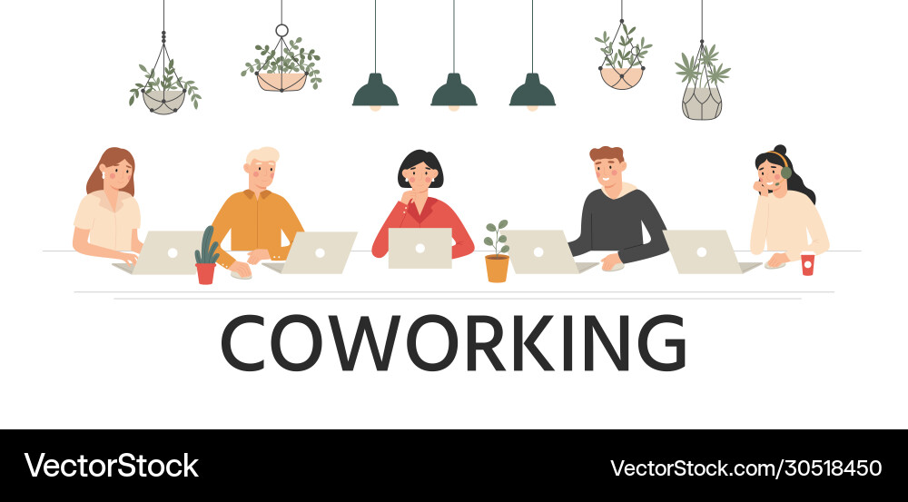 People work together in coworking team Royalty Free Vector