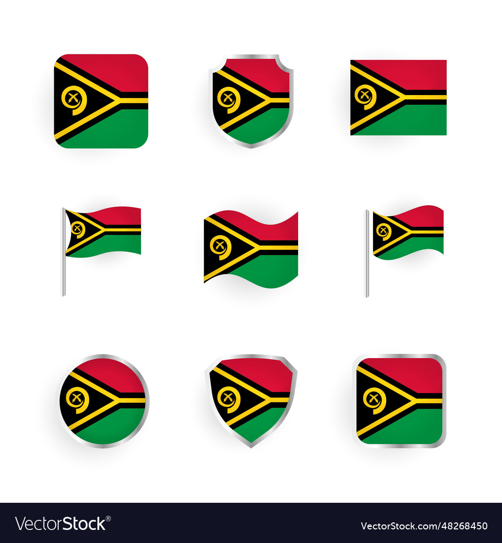 Vanuatu flag icons set Royalty Free Vector Image