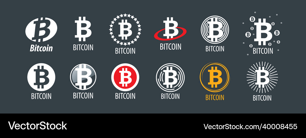 A set of logos with the image bitcoin Royalty Free Vector