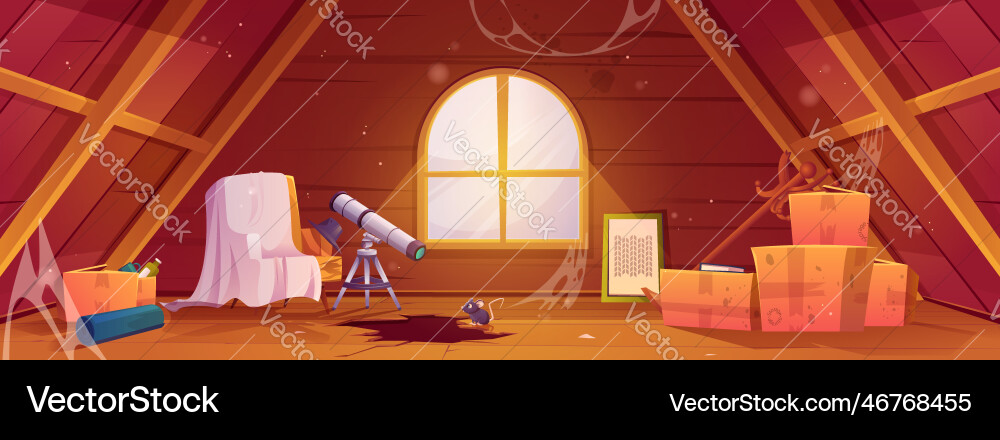 Abandoned old house attic wood interior Royalty Free Vector