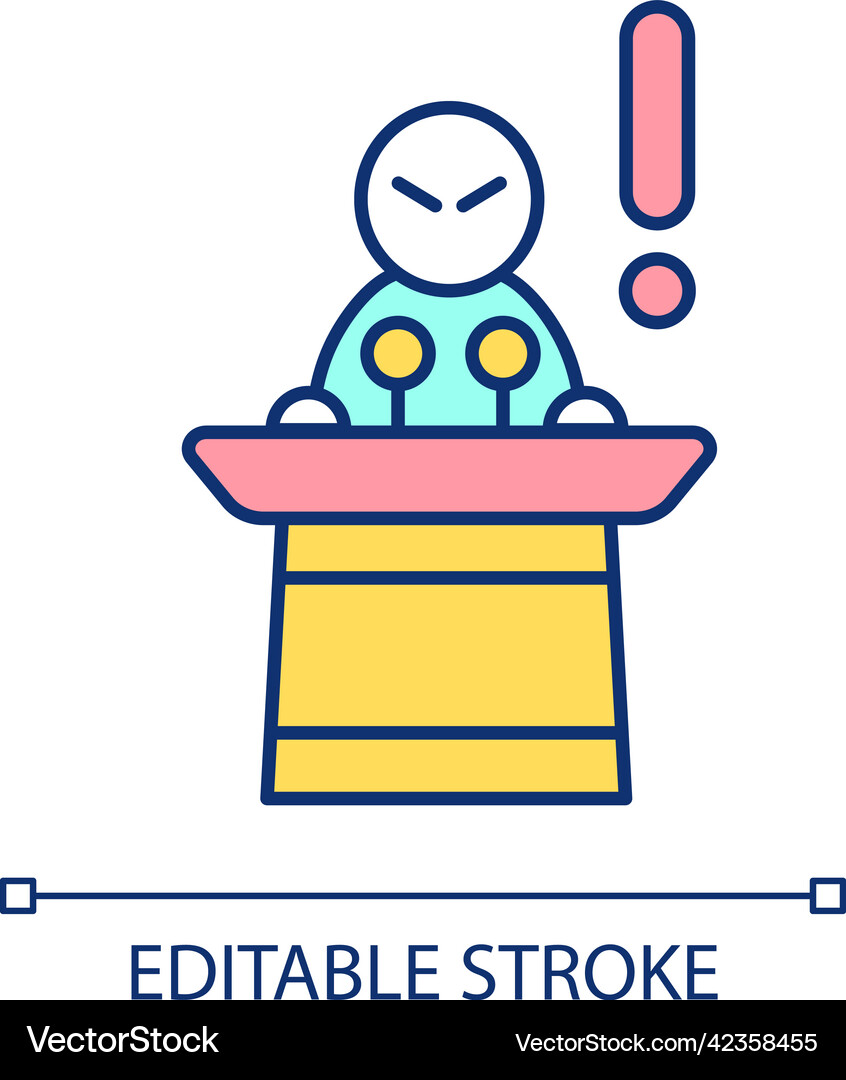 Aggressive public speech rgb color icon Royalty Free Vector