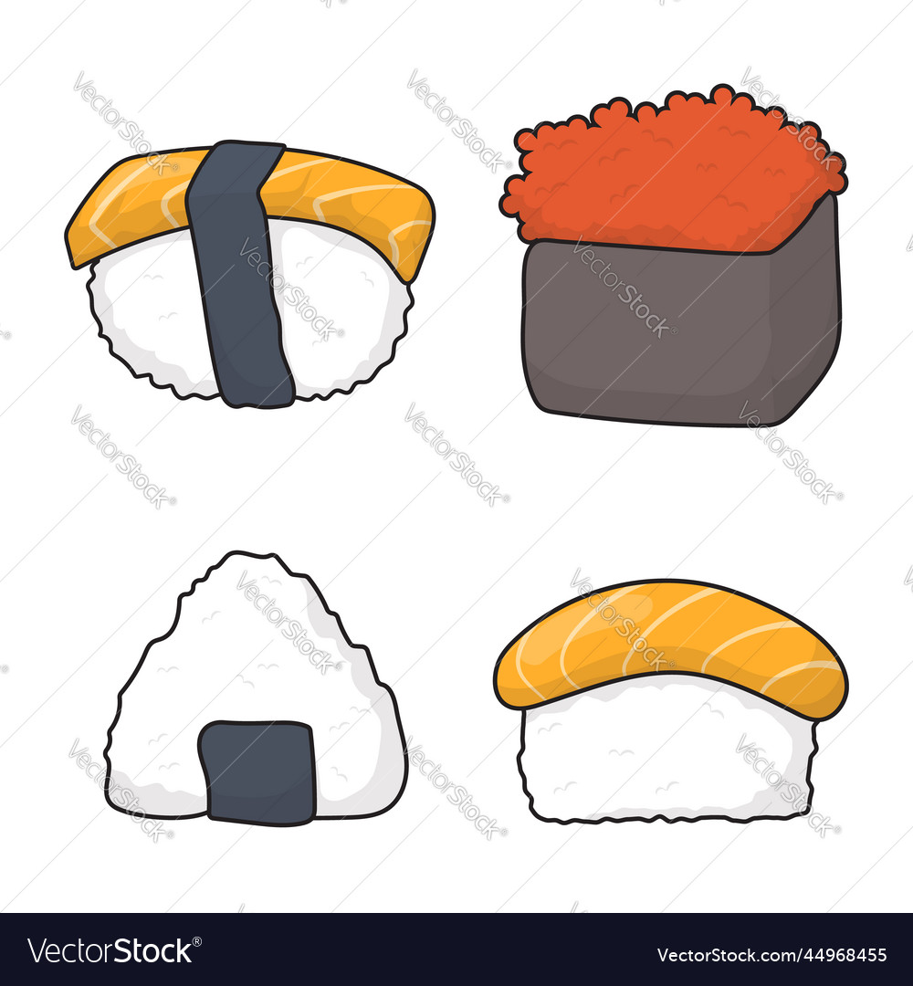 Hand drawn japanese sushi food Royalty Free Vector Image