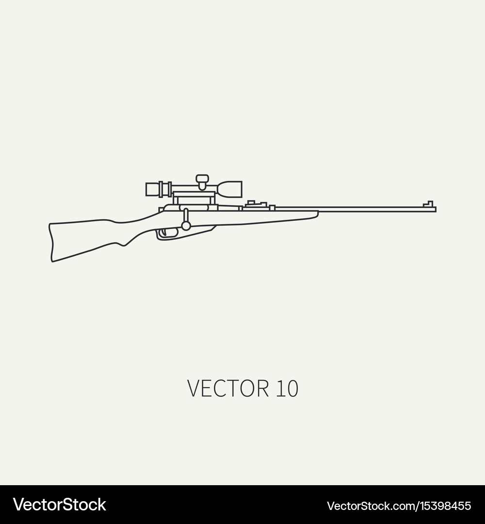 Line flat hunt and camping icon sniper Royalty Free Vector