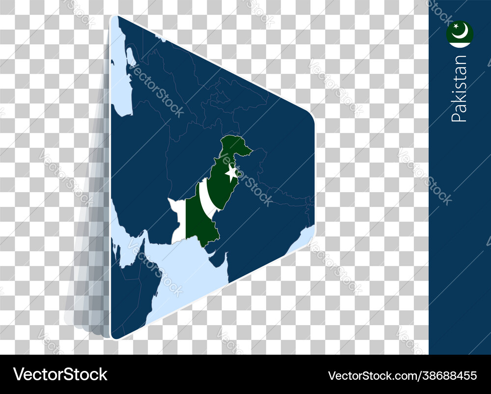 Pakistan map and flag on transparent background Vector Image