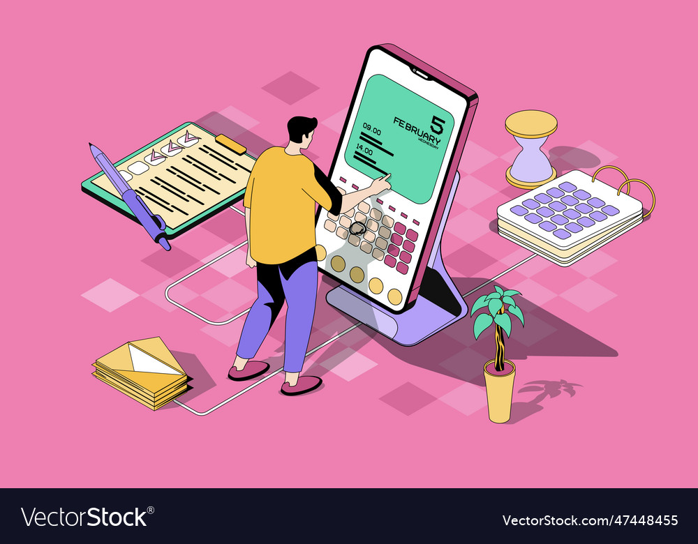 Planning concept in 3d isometric design Royalty Free Vector