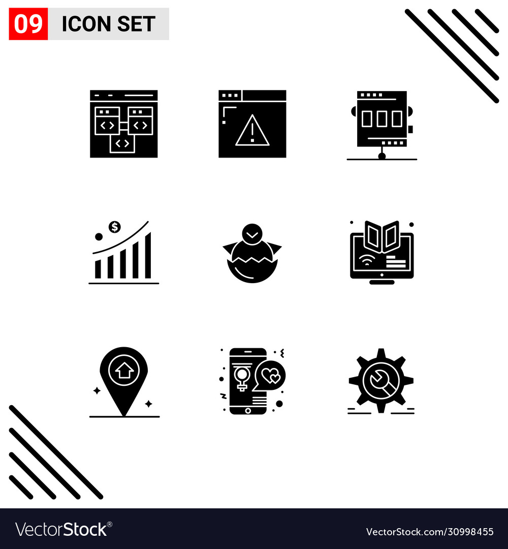 Set 9 modern ui icons symbols signs for Royalty Free Vector