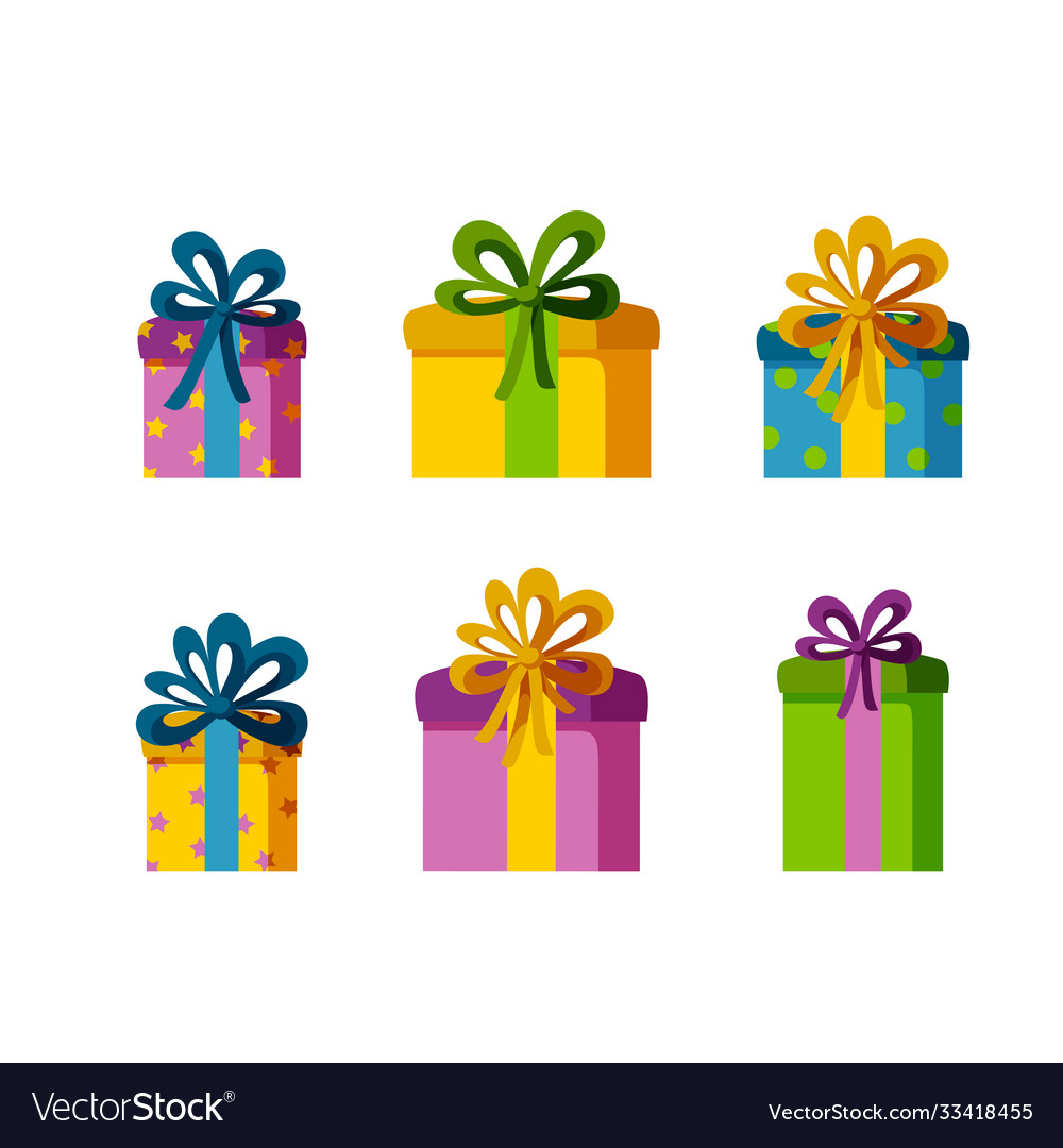 Set six present boxes different sizes Royalty Free Vector