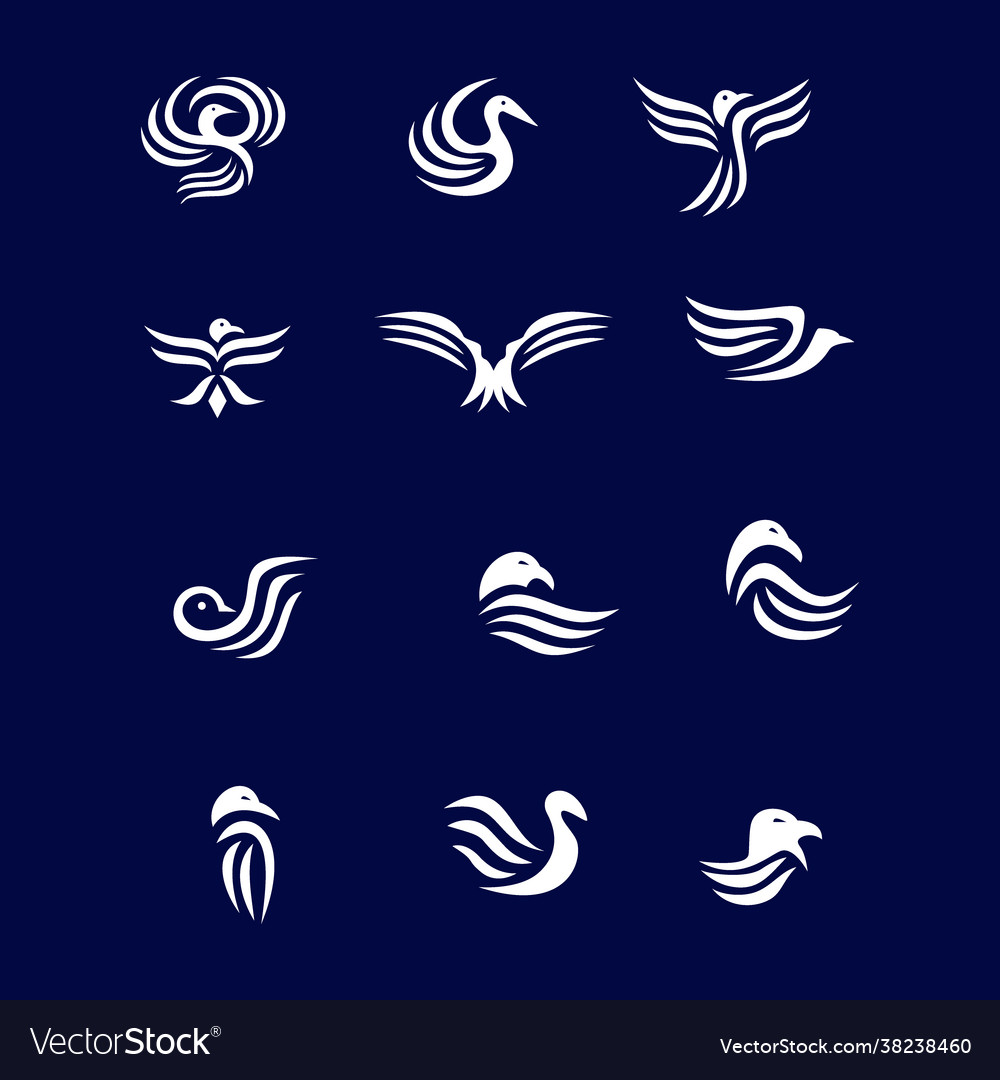 Bird logo set Royalty Free Vector Image - VectorStock