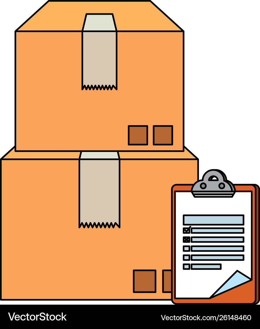 Boxes carton with checklist delivery service Vector Image
