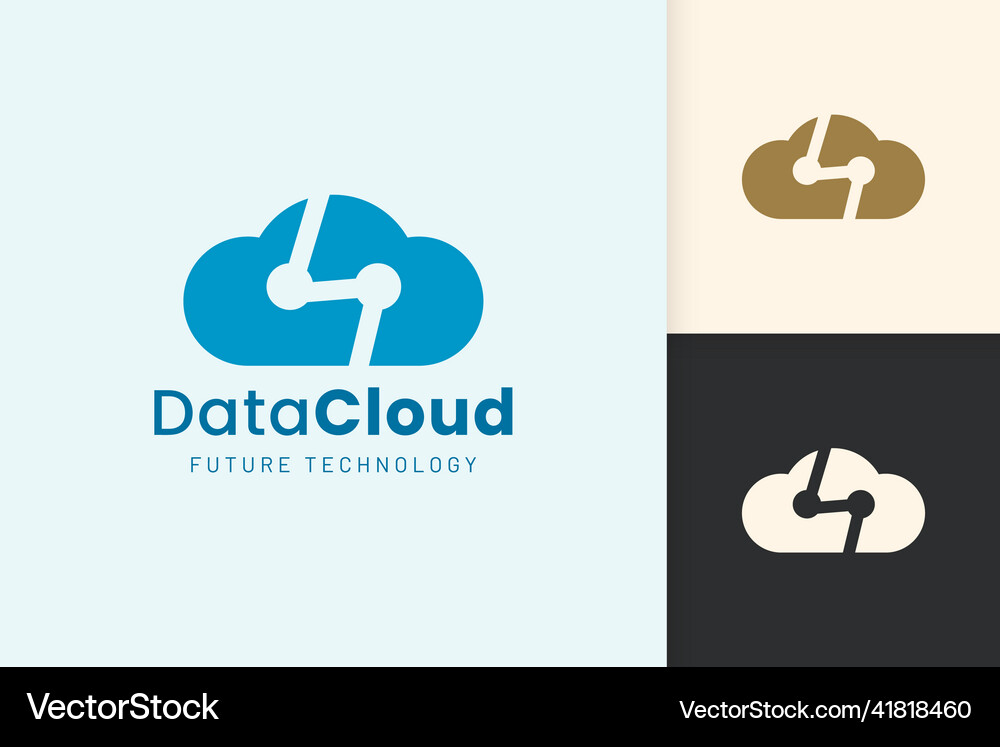 Cloud or data logo in modern style with blue color