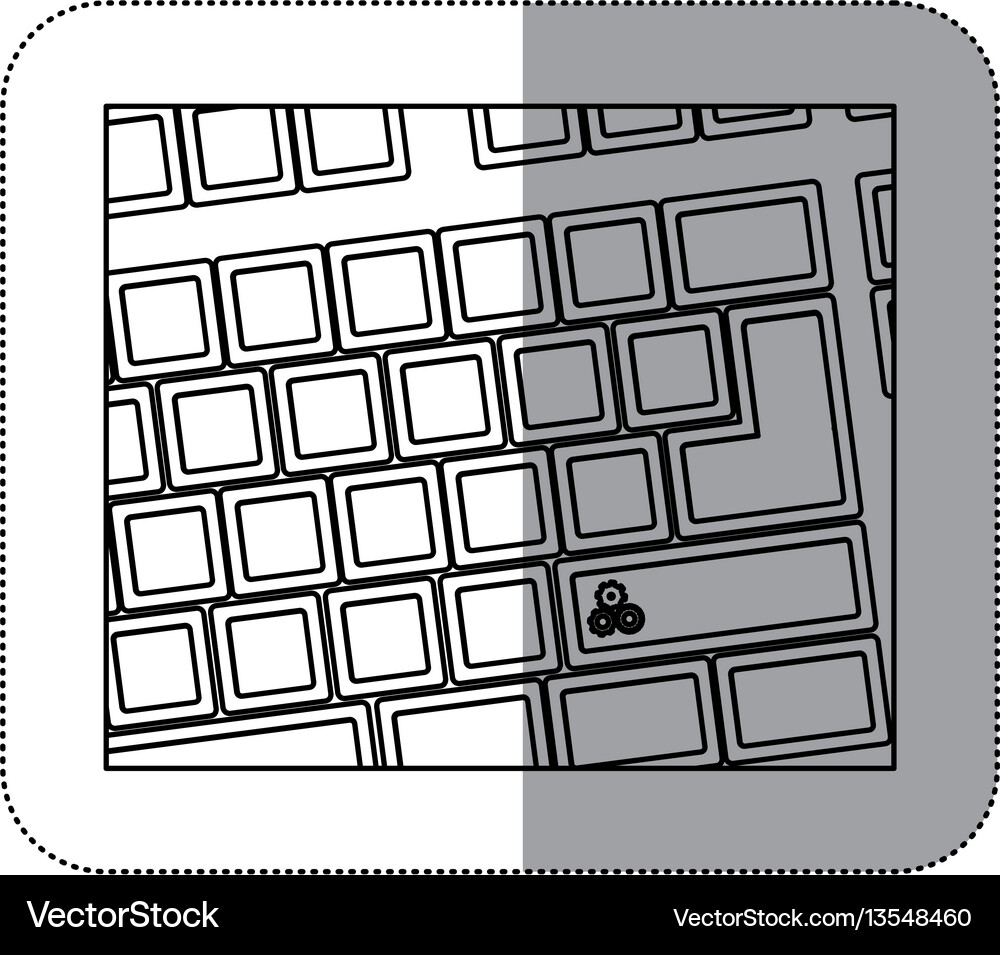 Contour computer keyboard with gear symbol icon Vector Image