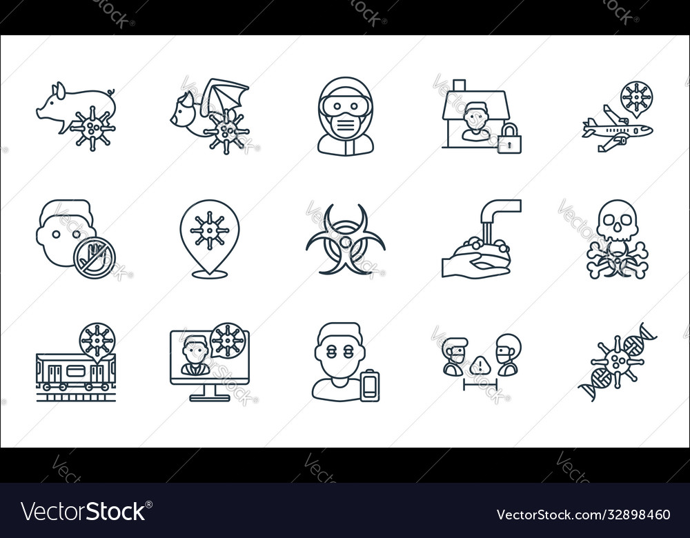 Coronavirus line icons linear set quality line Vector Image