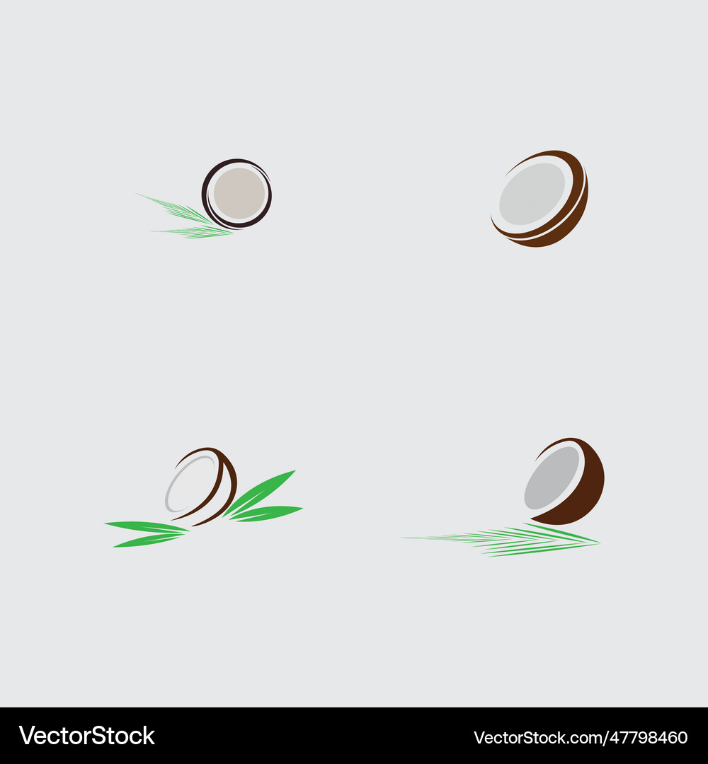Creative modern coconut with leaves sign logo Vector Image