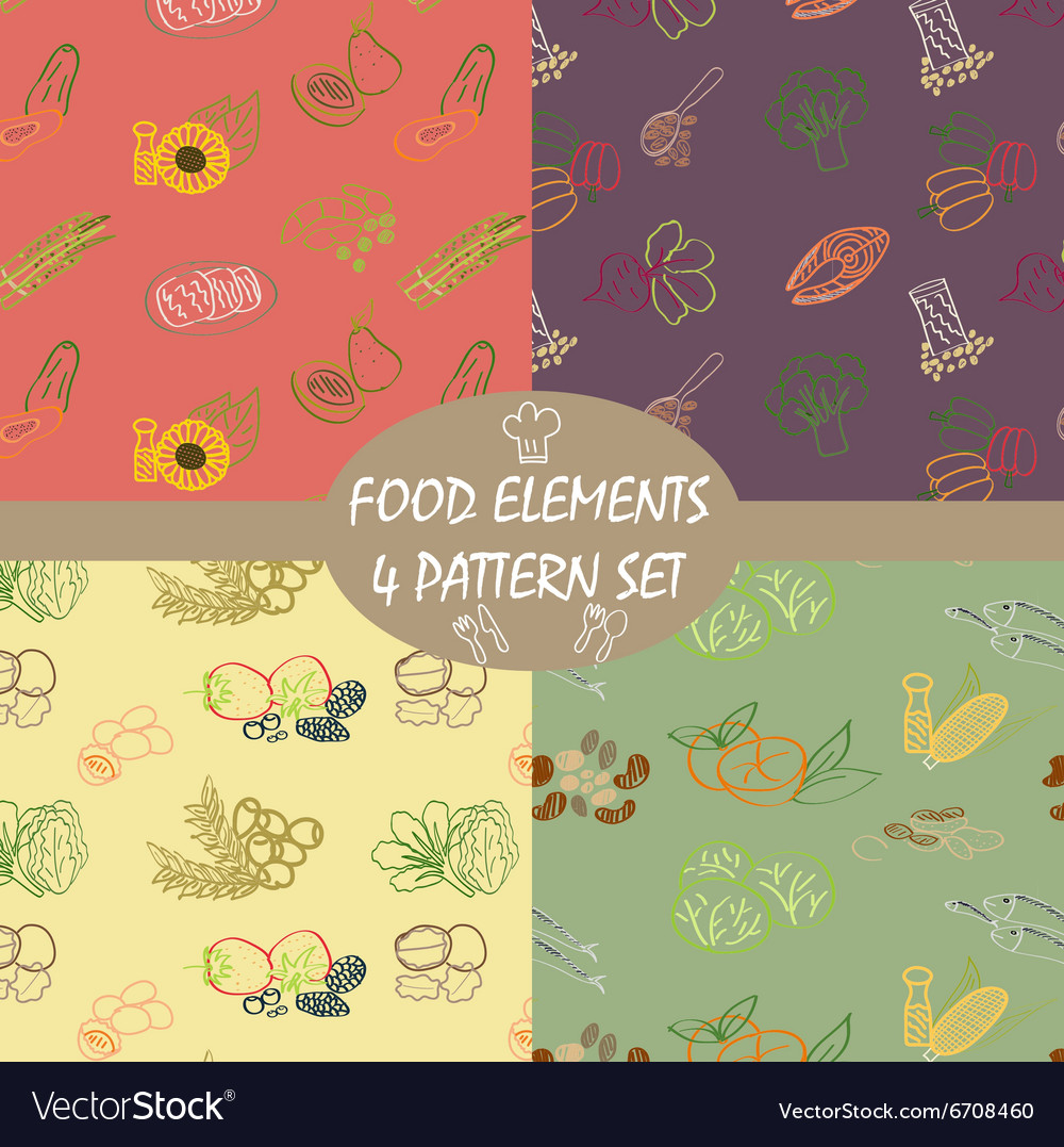Food elements pattern set Royalty Free Vector Image
