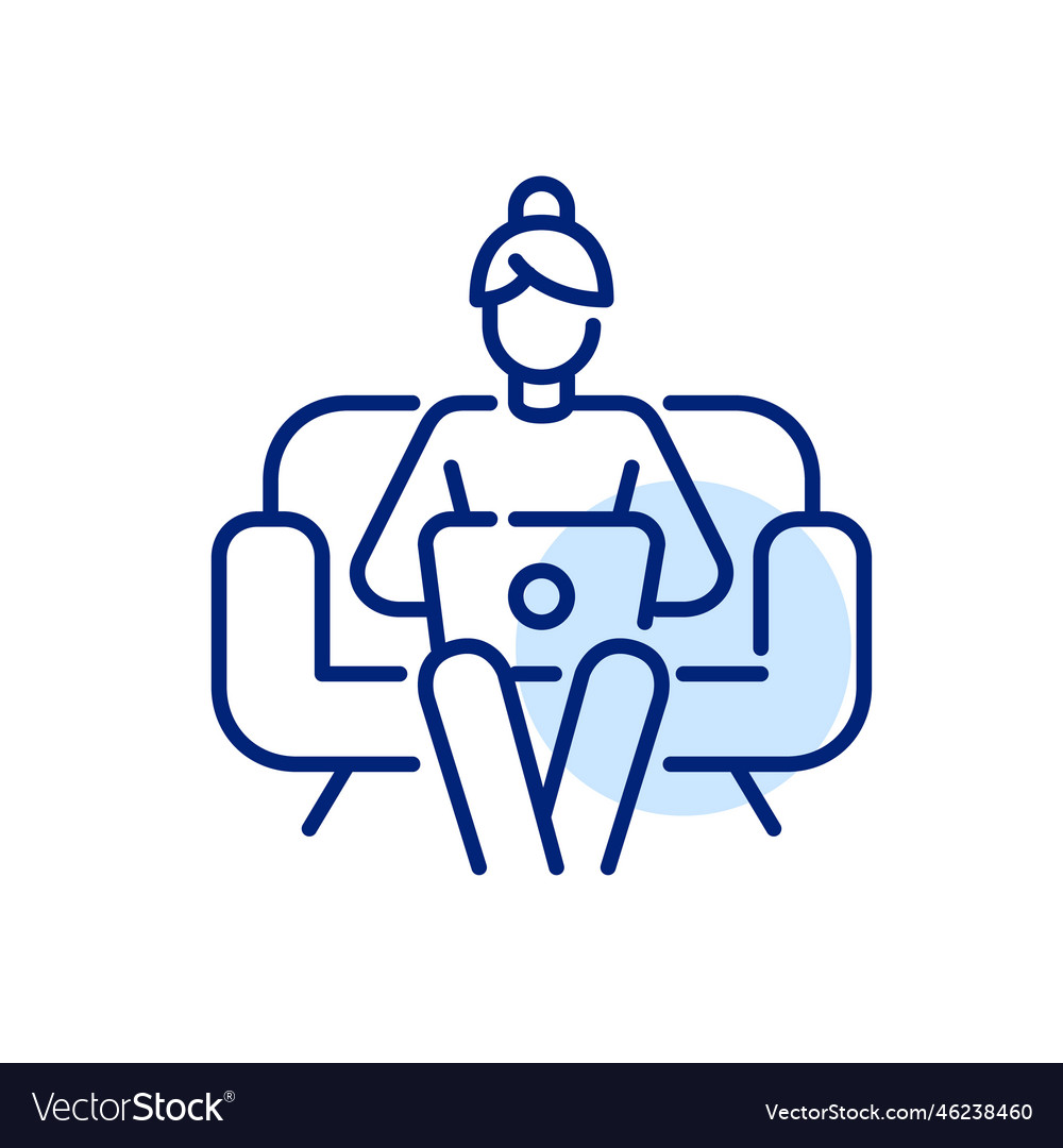 Girl sitting on a sofa with computer working Vector Image
