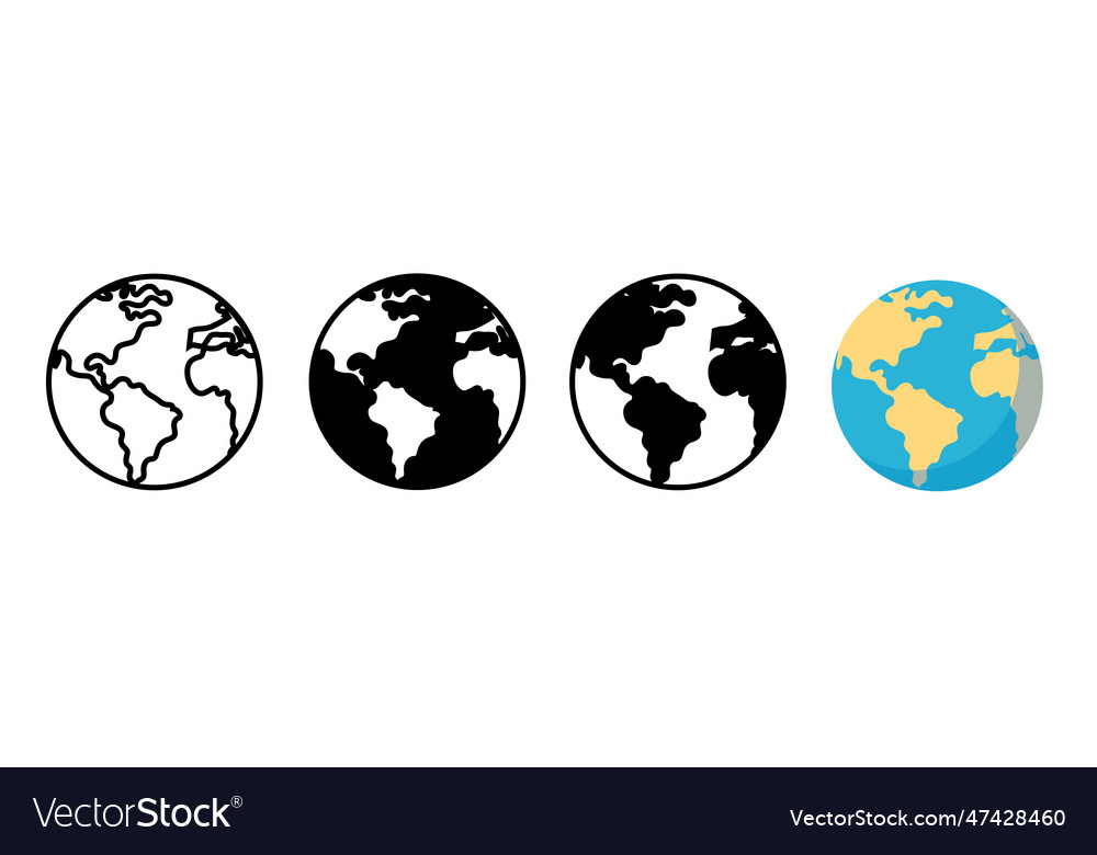 Globe icons set planet earth symbol collection Vector Image