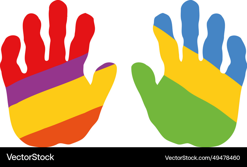 Handprint paint colors rainbow isolated Royalty Free Vector