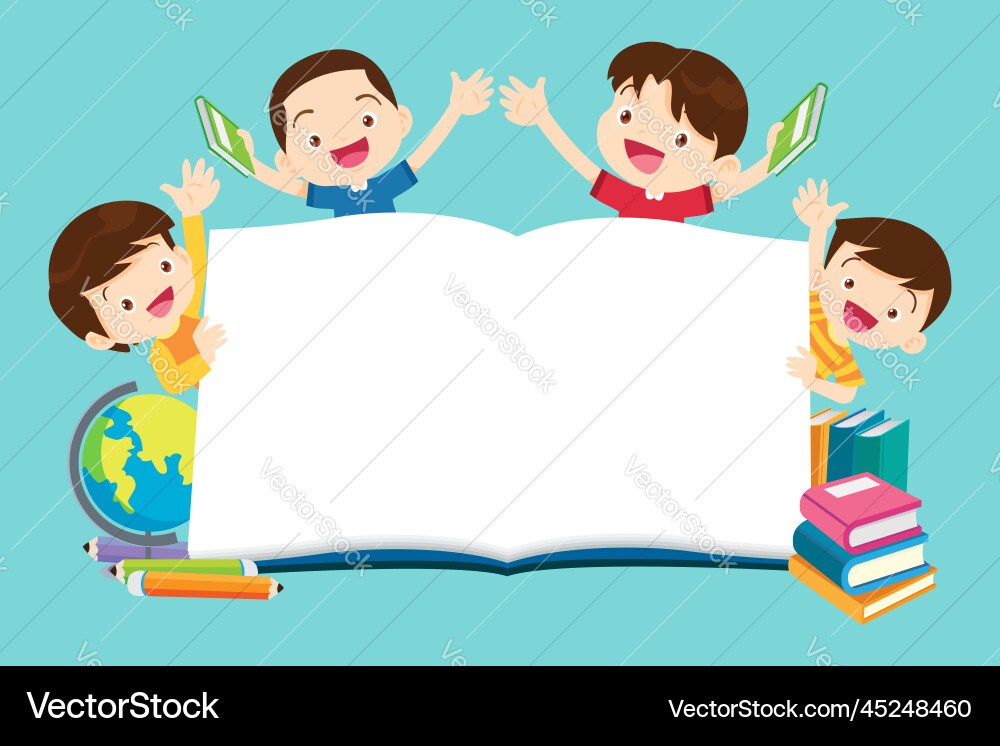 Kids and reading book 066 Royalty Free Vector Image