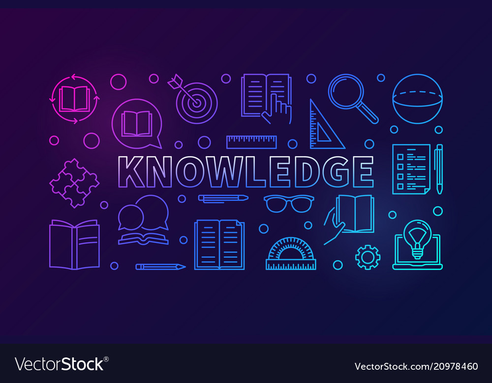 Knowledge colored line horizontal Royalty Free Vector Image