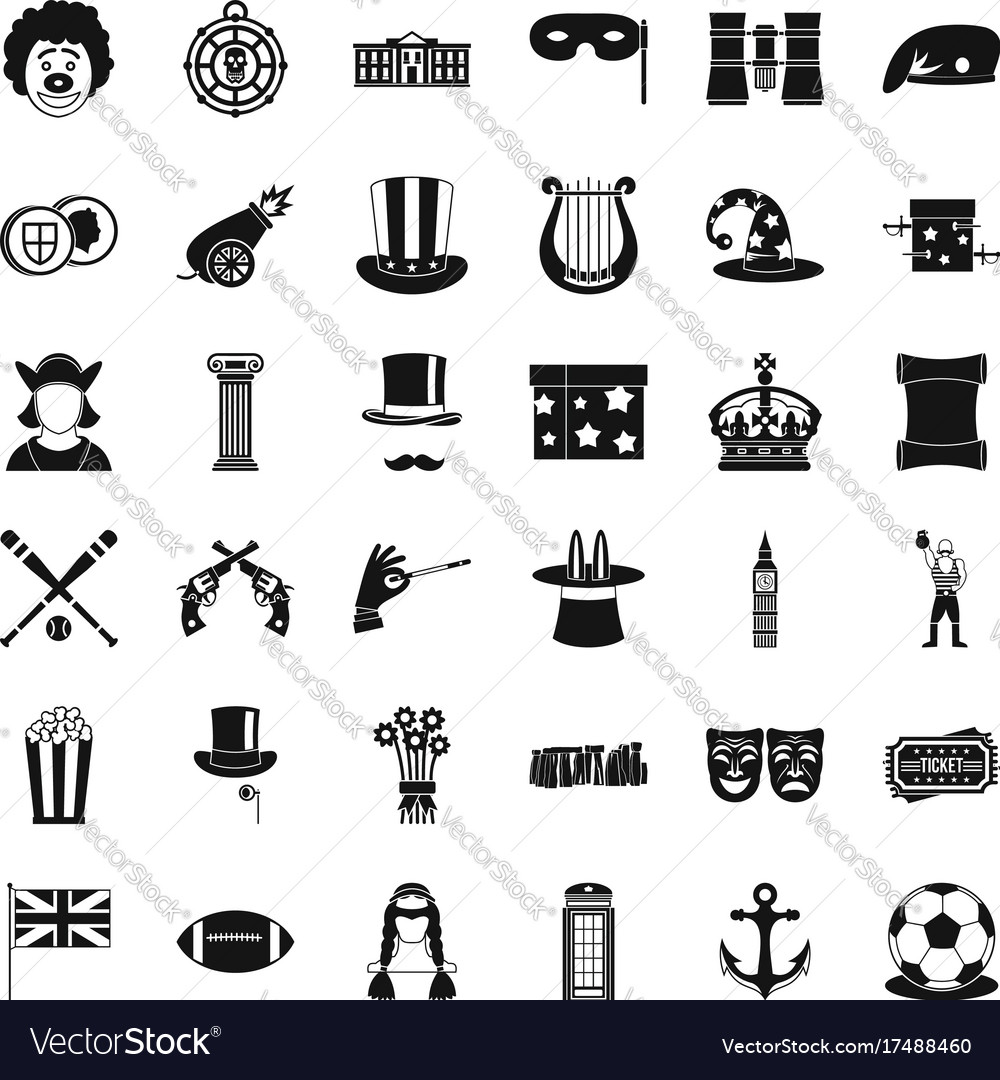 Magic icons set simple style Royalty Free Vector Image