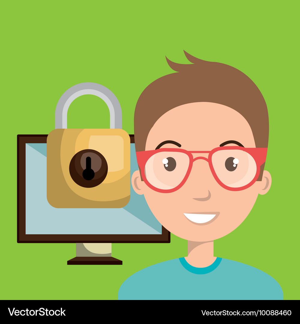Person screen padlock glass Royalty Free Vector Image