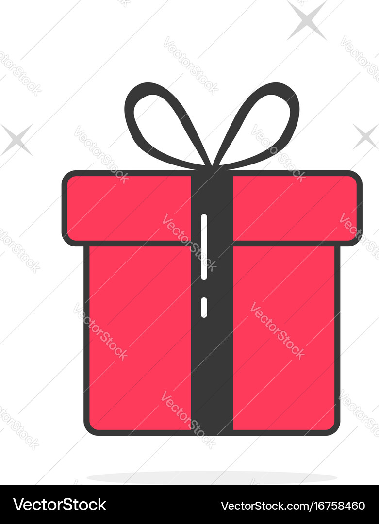 Pink and black outline gift box Royalty Free Vector Image