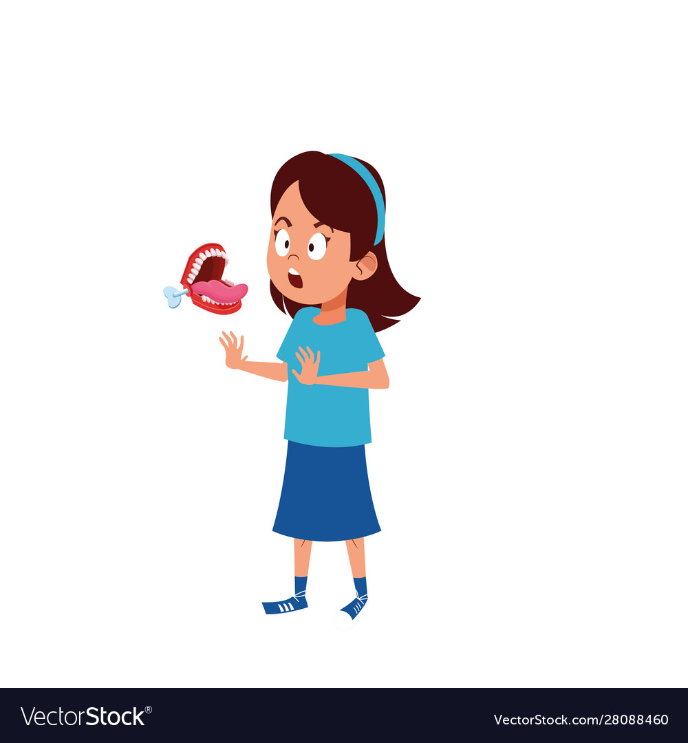 Scared Woman With Teeth Practical Joke Royalty Free Vector
