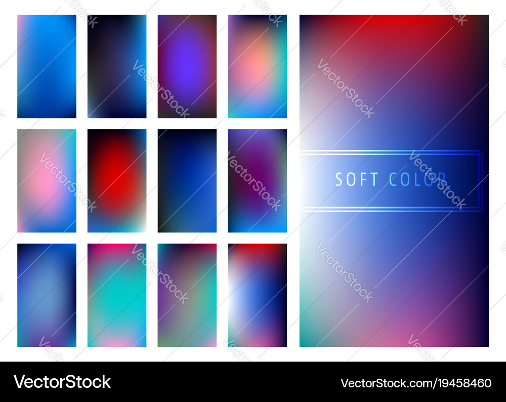 Set of soft color gradients background Royalty Free Vector