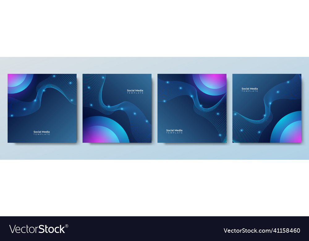 Social media post template set with tech Vector Image