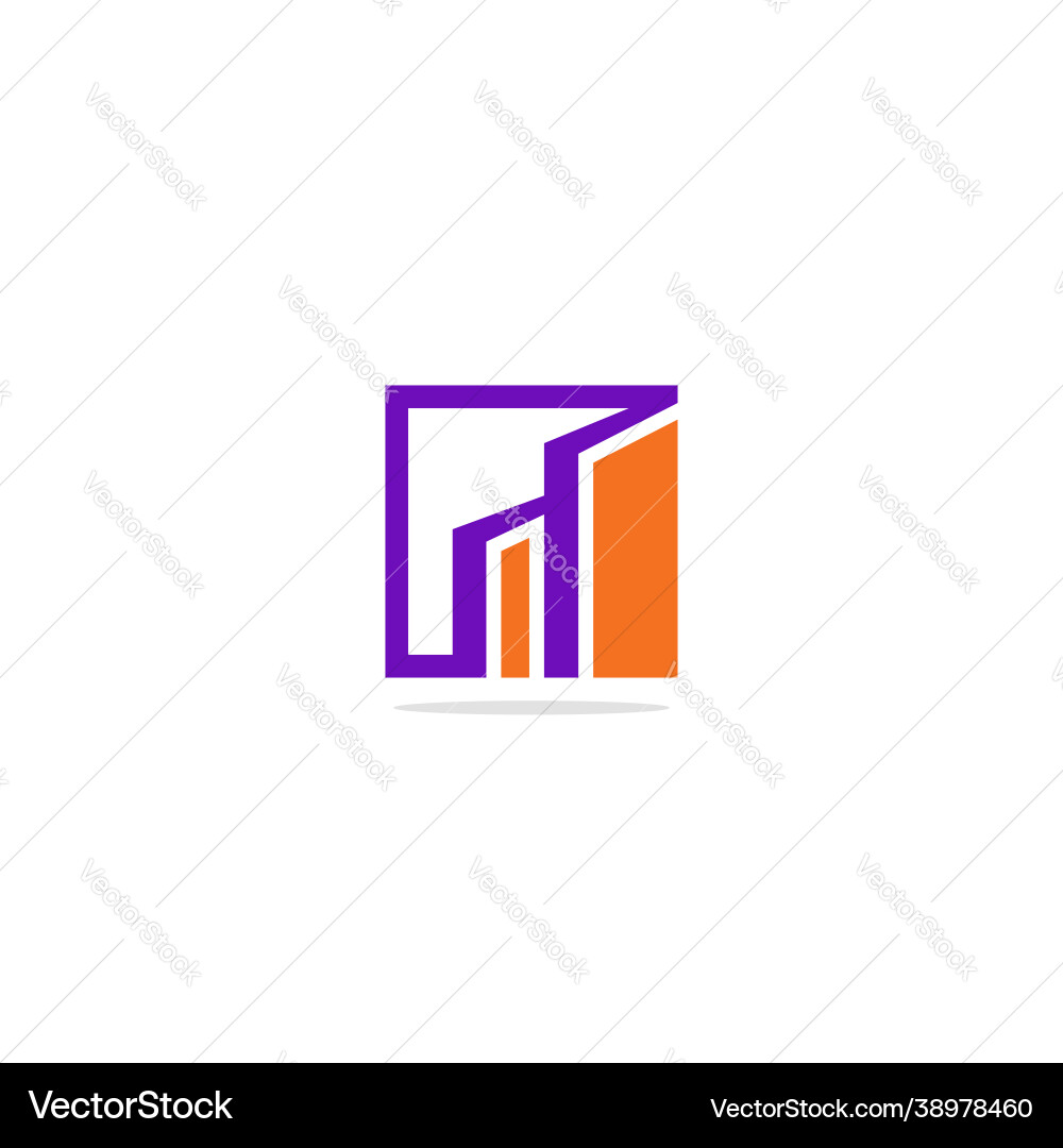 Square line building company logo Royalty Free Vector Image