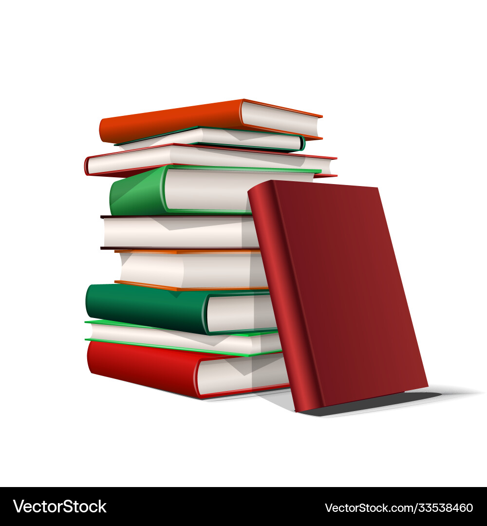 Stack red and green books books various colors Vector Image