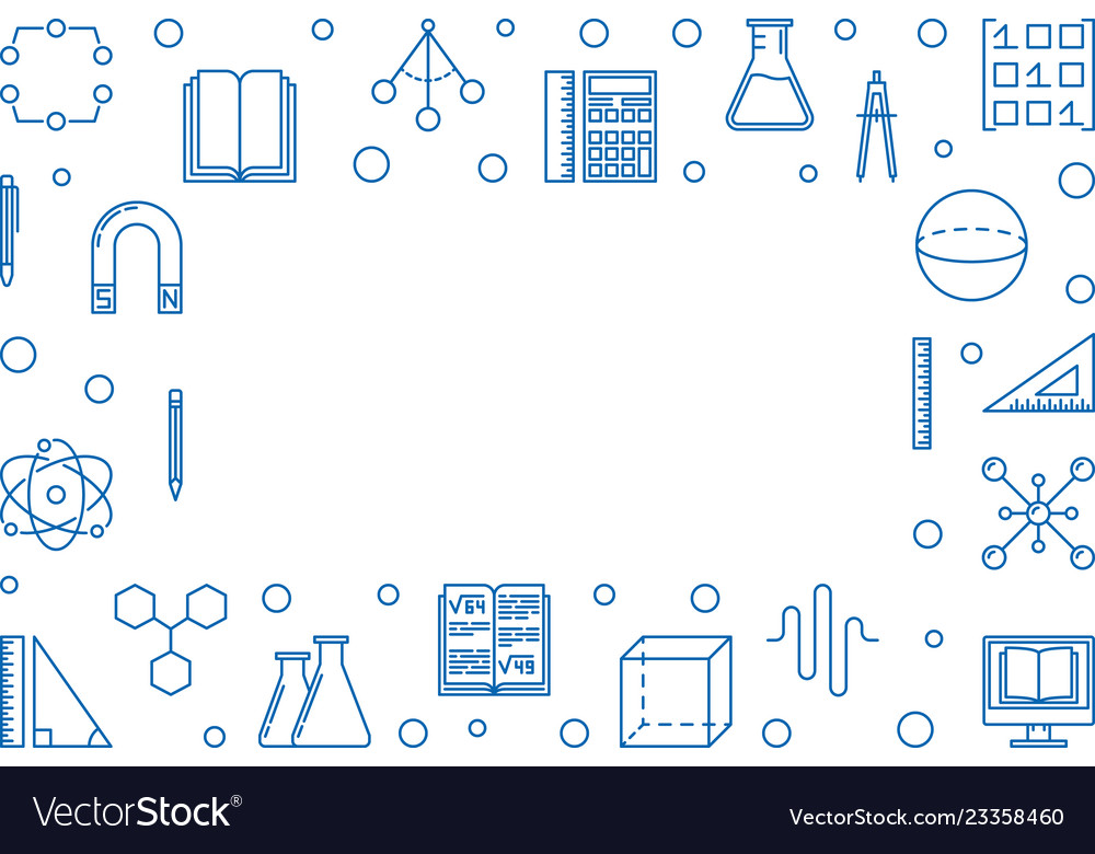 Stem learning blue horizontal frame Royalty Free Vector Stem learning blue horizontal frame Royalty Free Vector