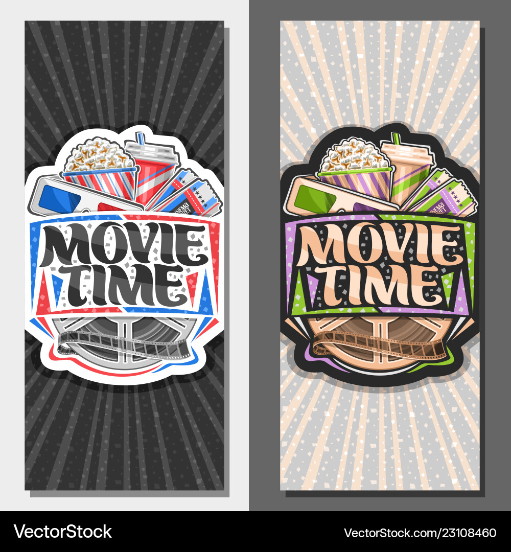 Vertical banners for movie time Royalty Free Vector Image