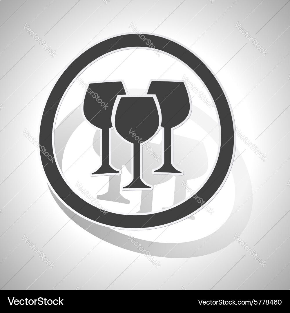 Wine glass sign sticker curved Royalty Free Vector Image