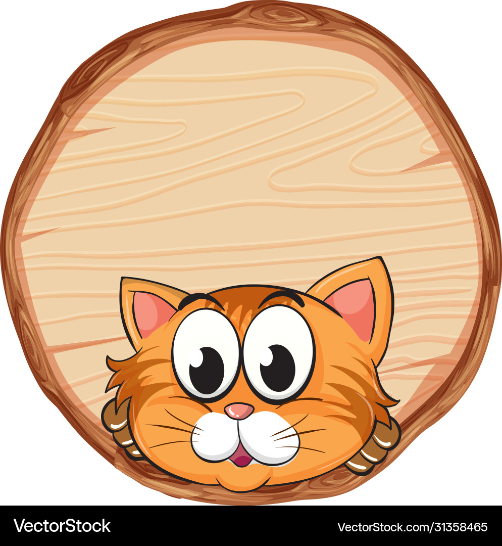 Blank sign template with cute cat on white Vector Image