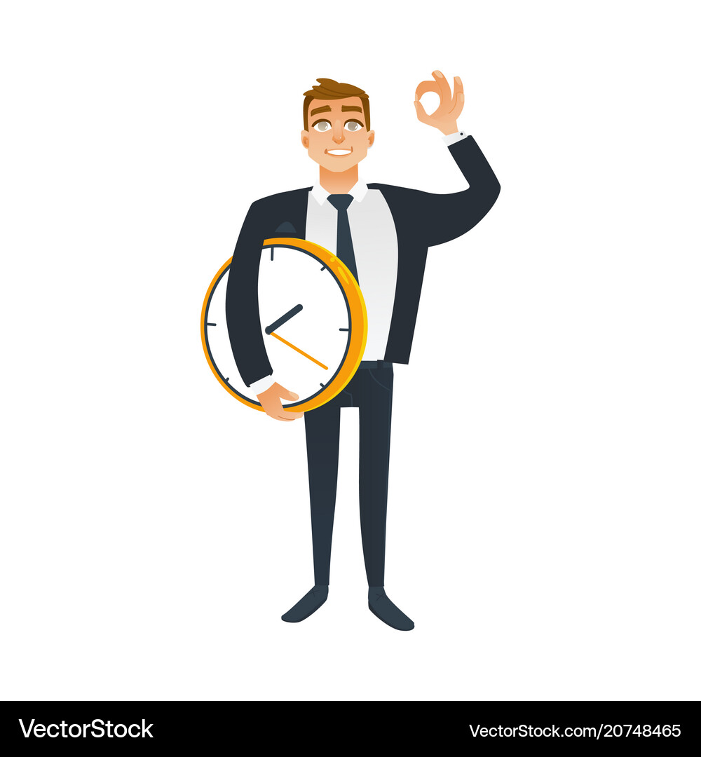 Businessman and time concept with office worker in