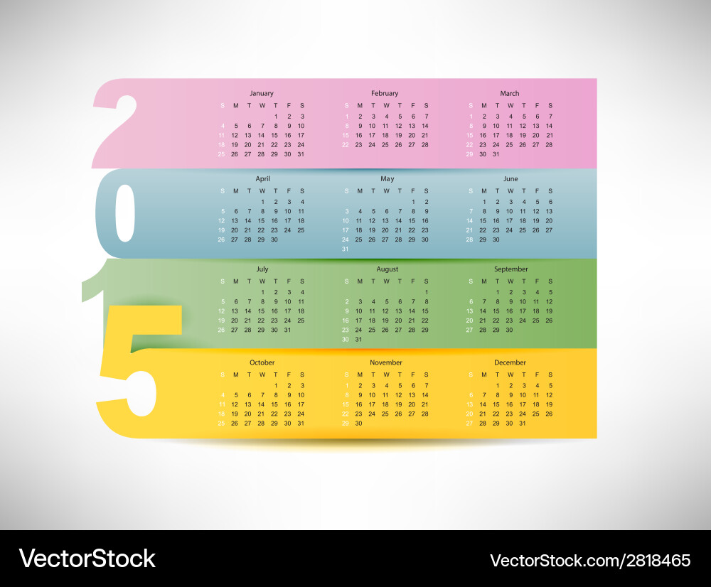 Calendar for 2015 Royalty Free Vector Image - VectorStock