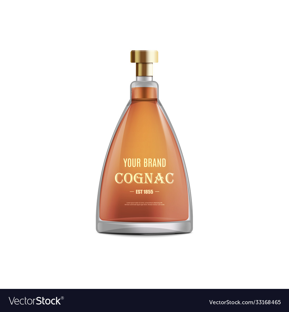 Cognac or brandy alcohol bottle realistic Vector Image