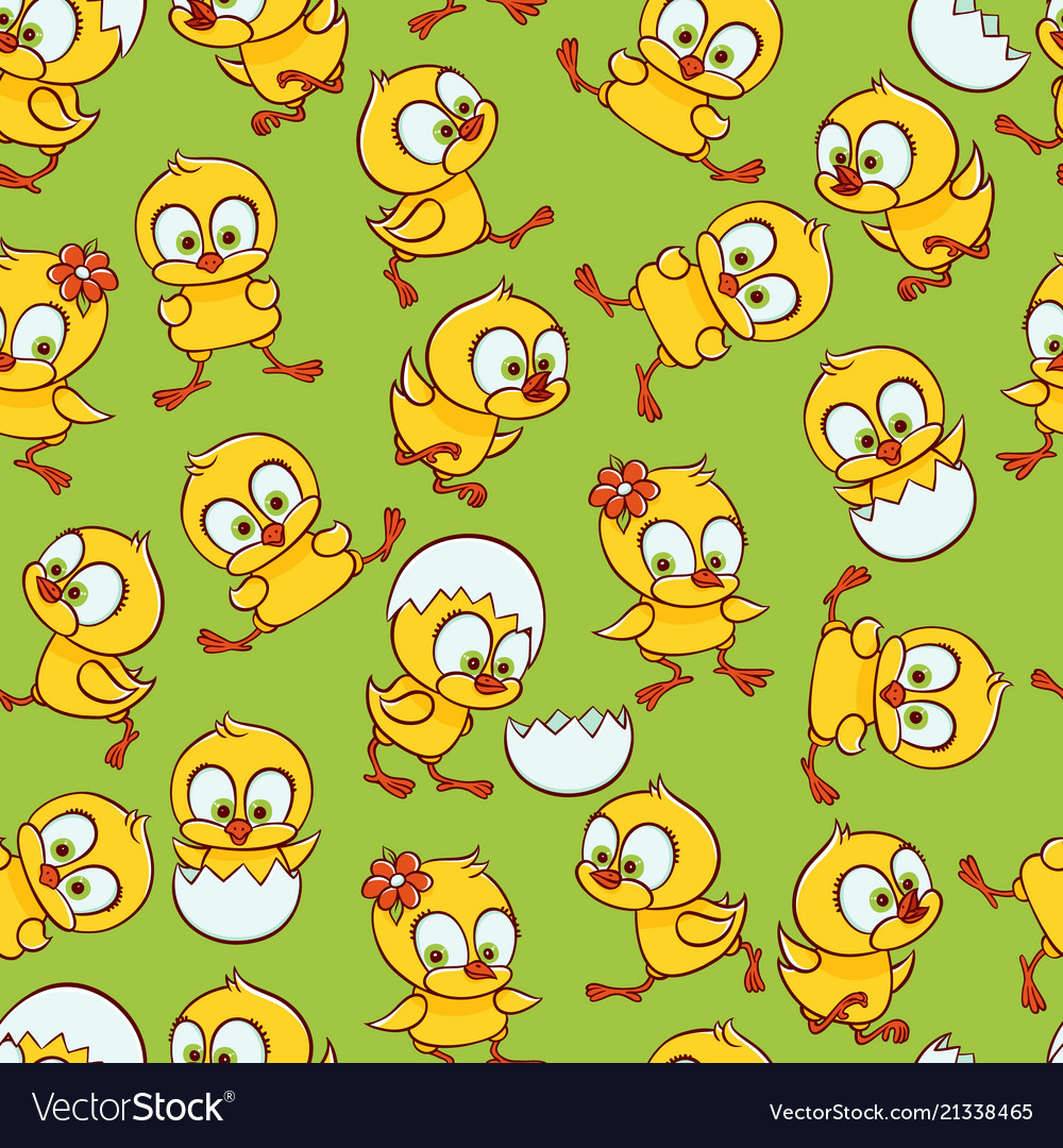 Flat cute chick hatching seamless pattern Vector Image