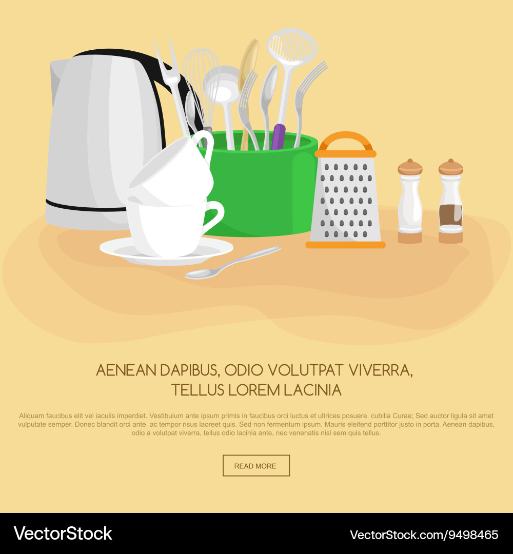 Food and cooking banner set with kitchenware Vector Image