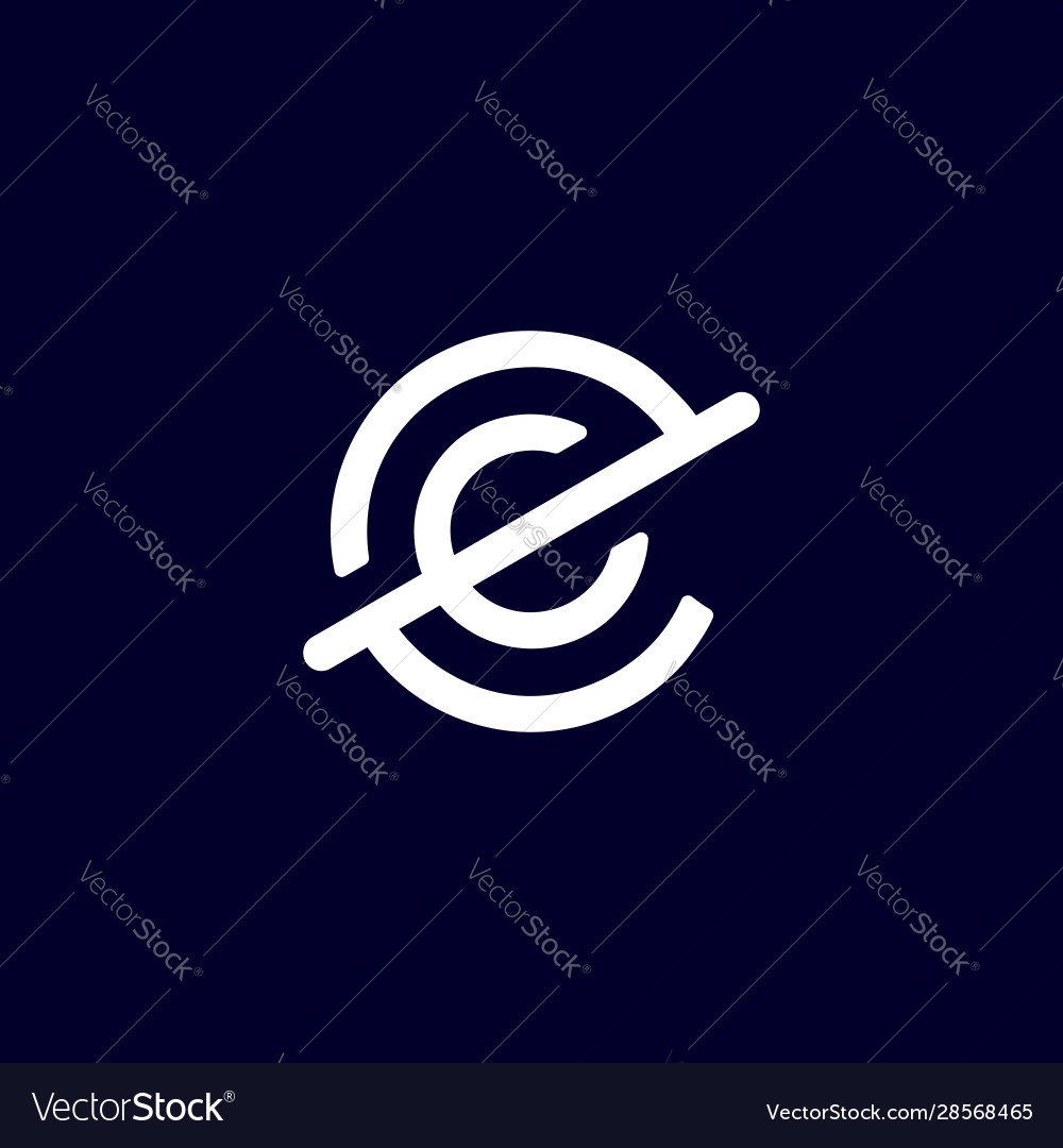 Initial letter e c logo template with circle line Vector Image
