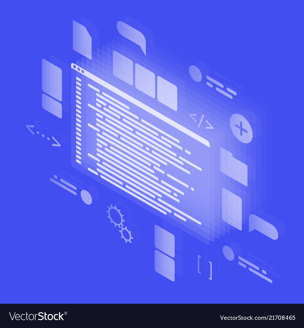 Isometric Coding Neon Concept Royalty Free Vector Image
