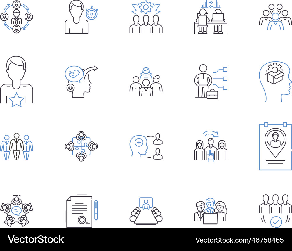 Management office outline icons collection Vector Image